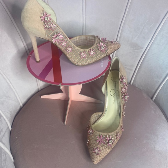 Jessica Simpson | Shoes | Jessica Simpson Rose Suede Heels With Pink ...